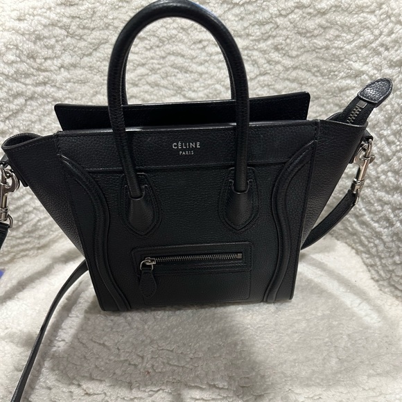 Celine | Bags | Celine Nano Luggage Bag In Drummed Calfskin Black | Poshmark